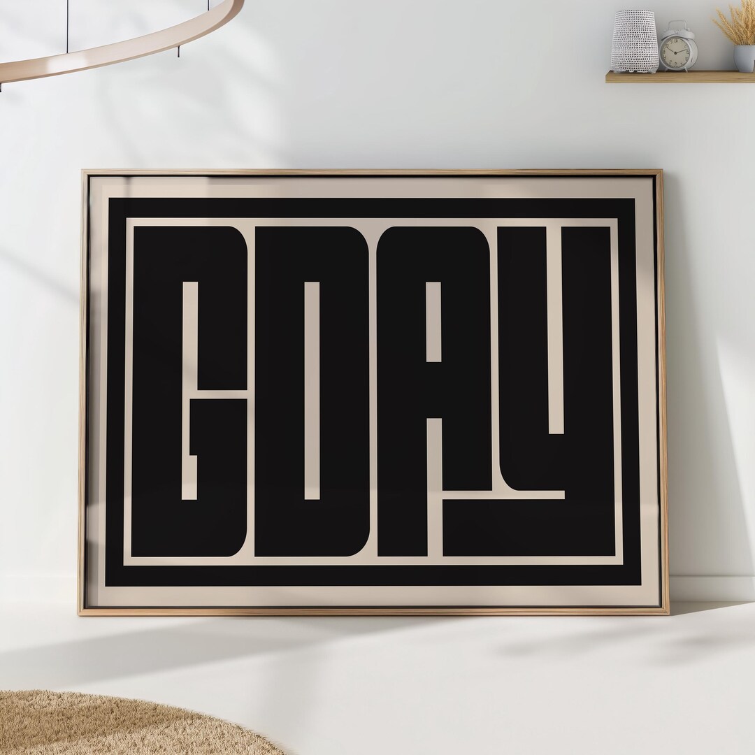 G'day Wall Art, Australian Typography Print, Kiwi Modern Minimalist ...