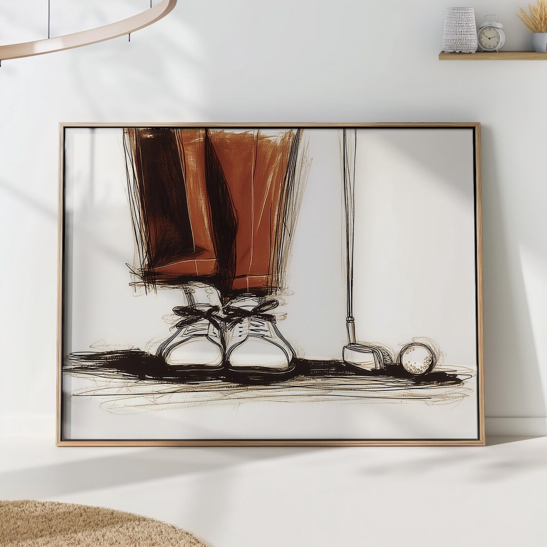 Golf Print Shoes and Putter Drawing Wall Art - Etsy