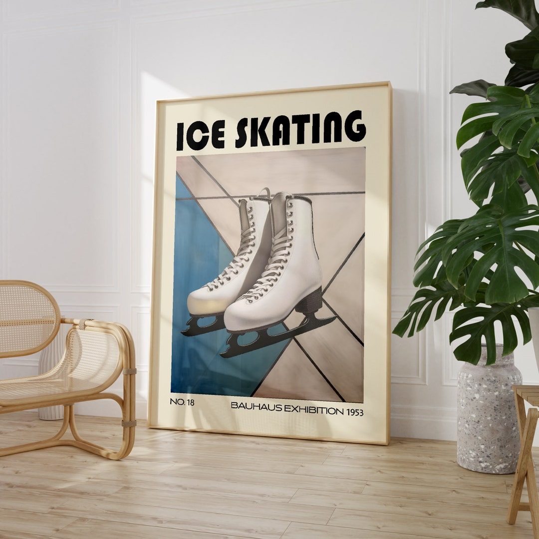 Vintage Ice Skating Poster: Bauhaus Exhibition Art Print - Etsy