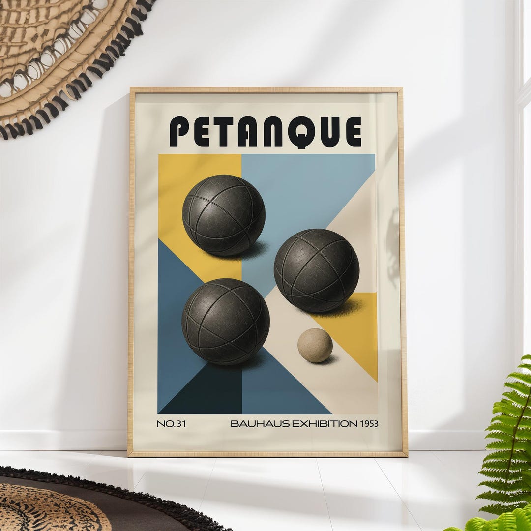 Petanque Bauhaus Poster Print – Mid-century Modern Sports Wall Art ...
