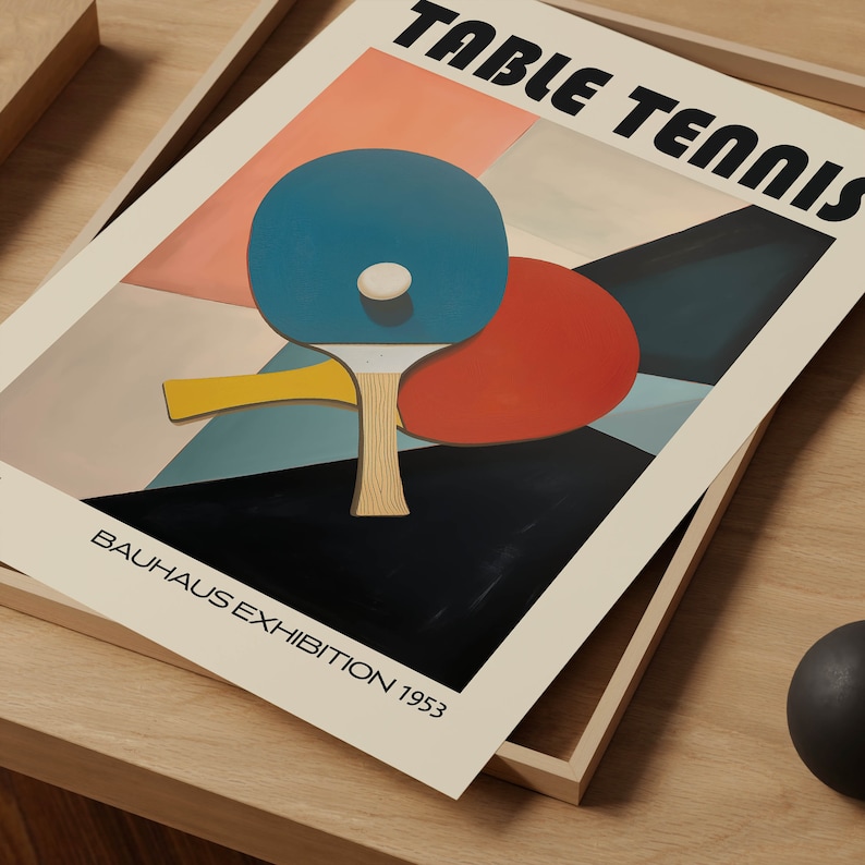 Vintage Table Tennis Print Ping Pong Poster Bauhaus Wall Art Mid ...