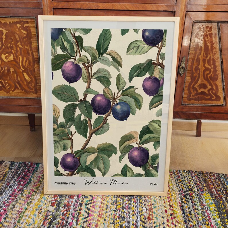 William Morris Plum Botanical Print – Vintage Fruit Wall Decor, Cottage ...