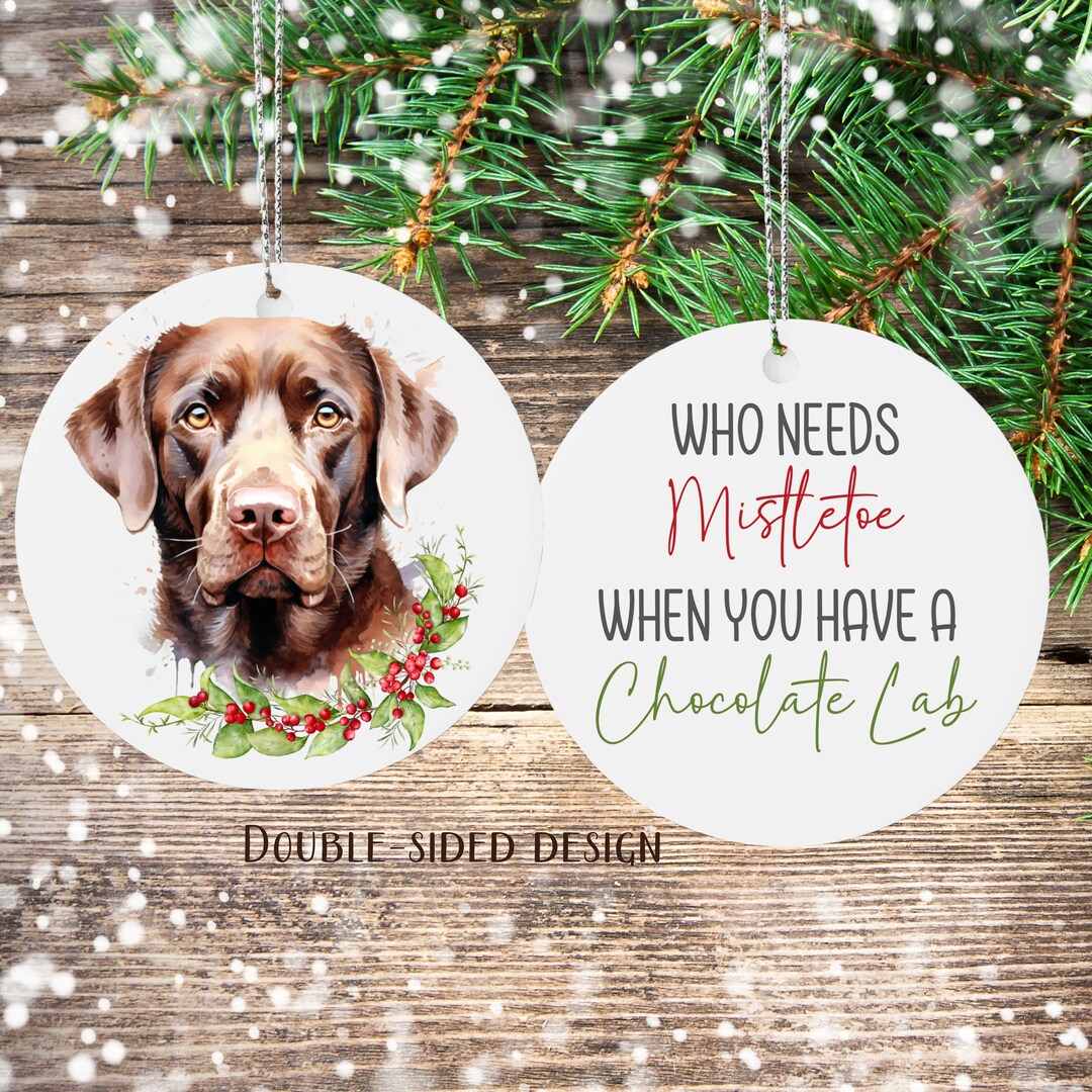 Chocolate Lab Christmas Ornament, Dog Ornament, Watercolor Lab, Lab ...