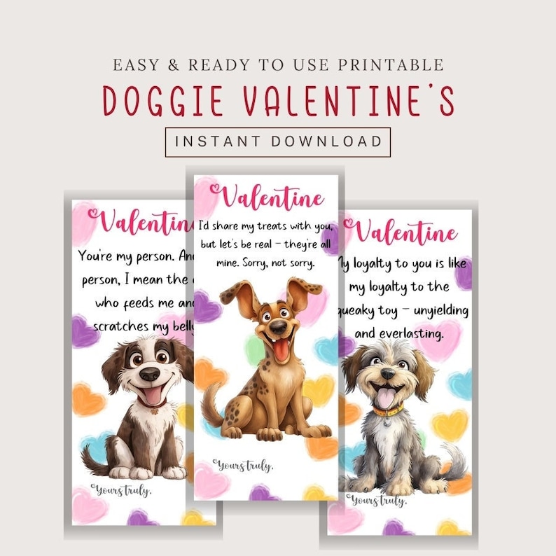 Cute Dog Valentines, Printable Dog Dad Card, Card From Dog, Valentine ...