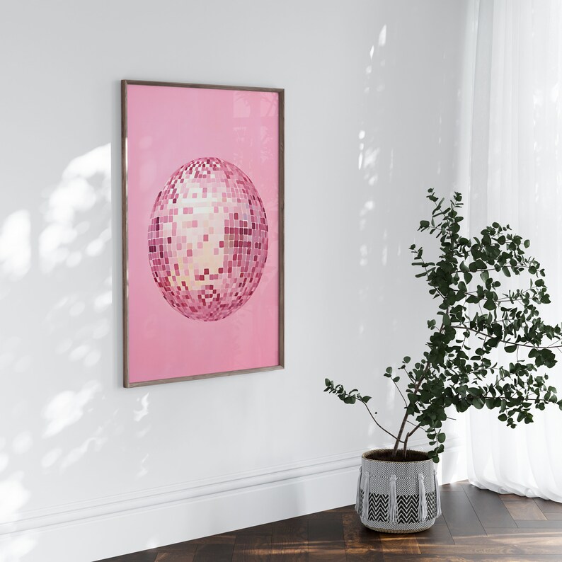 Disco Balls Disco Print Pink Disco Ball Art Disco Wall Paper Disco ...