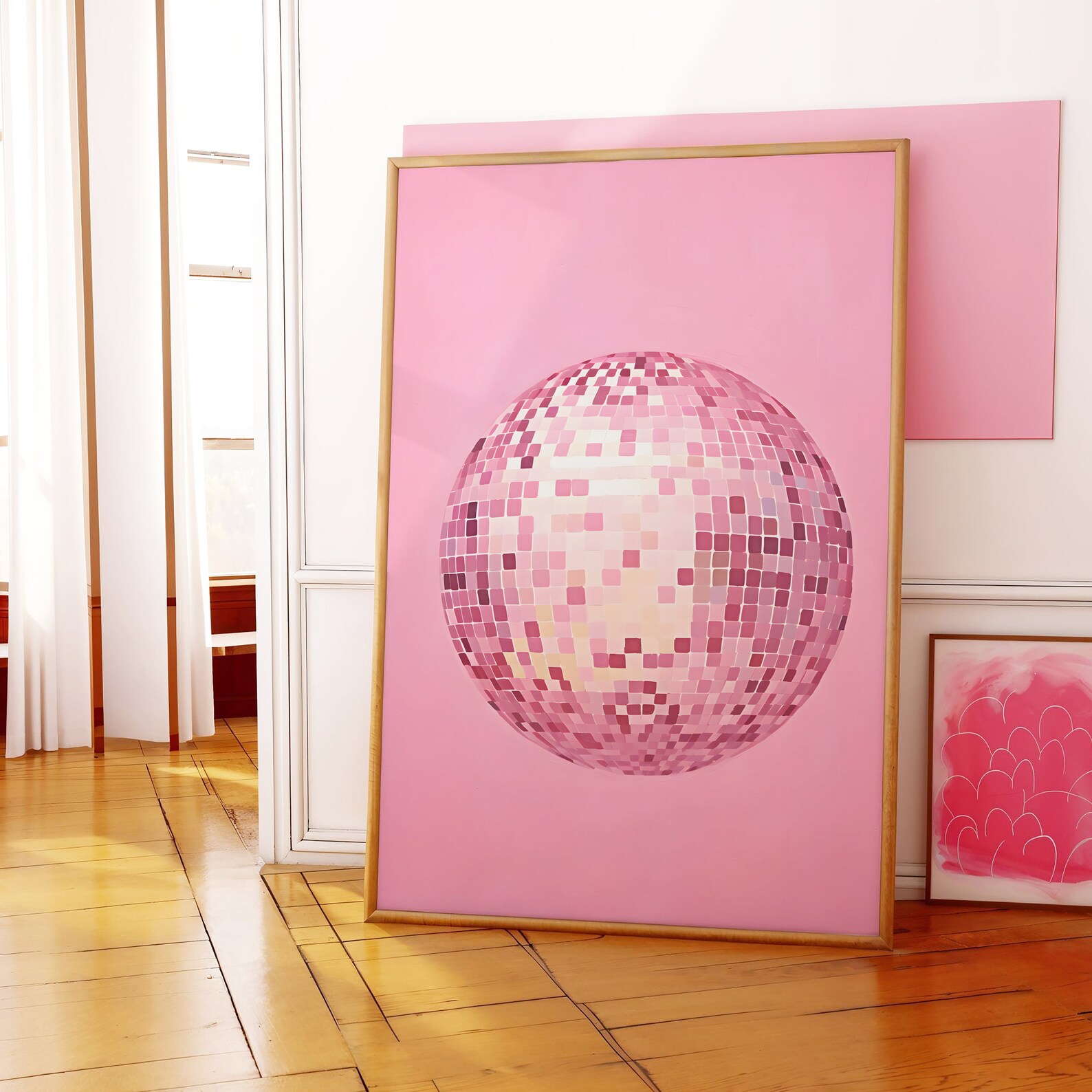 Disco Balls Disco Print Pink Disco Ball Art Disco Wall Paper Disco ...