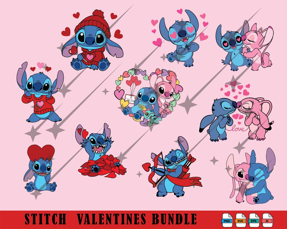 Stitch Bundle Design / Stitch Png / Stitch Valentine / Stitch Svg ...