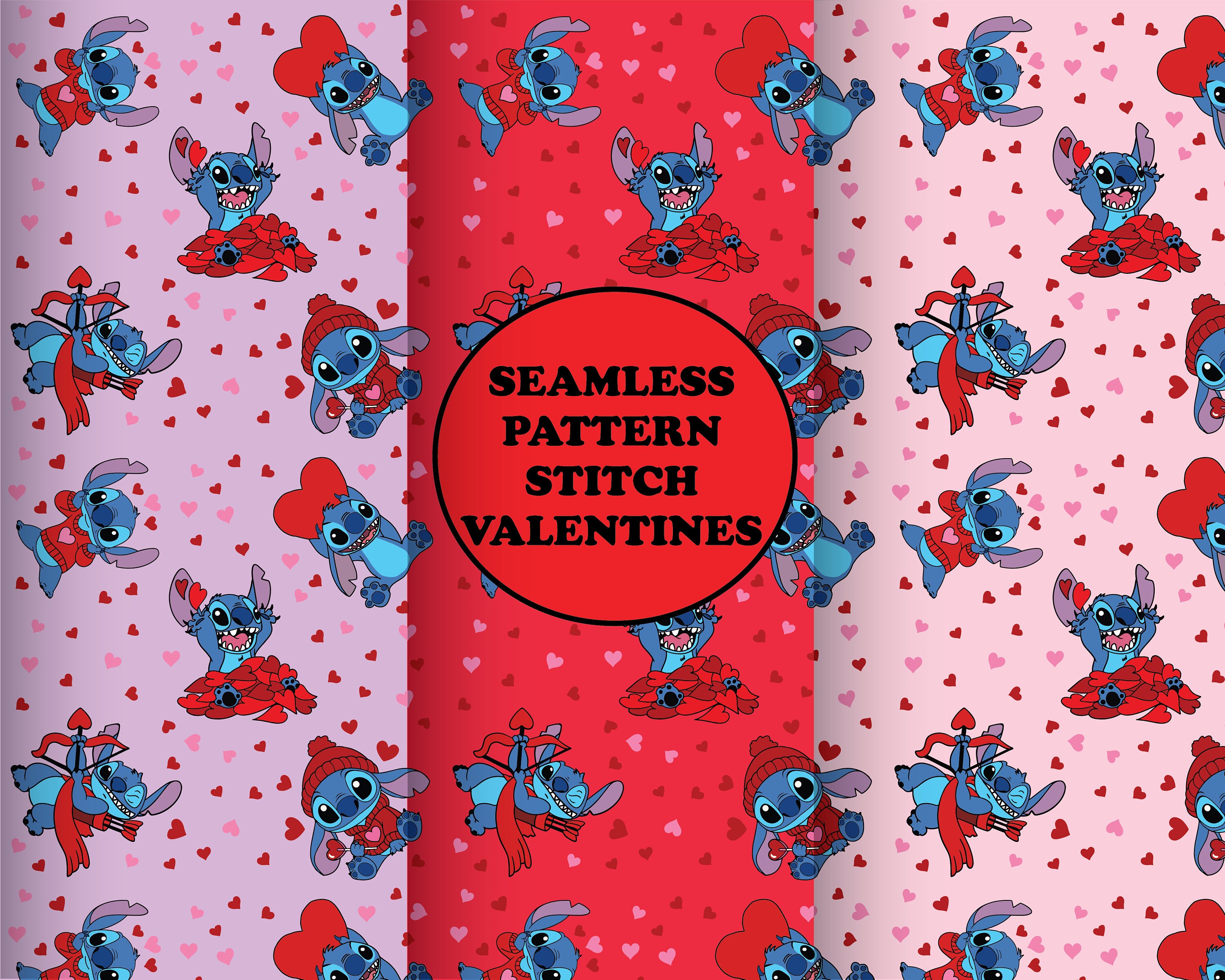 Stitch Seamless Pattern / Stitch Valentines / Stitch Pattern / Seamless ...
