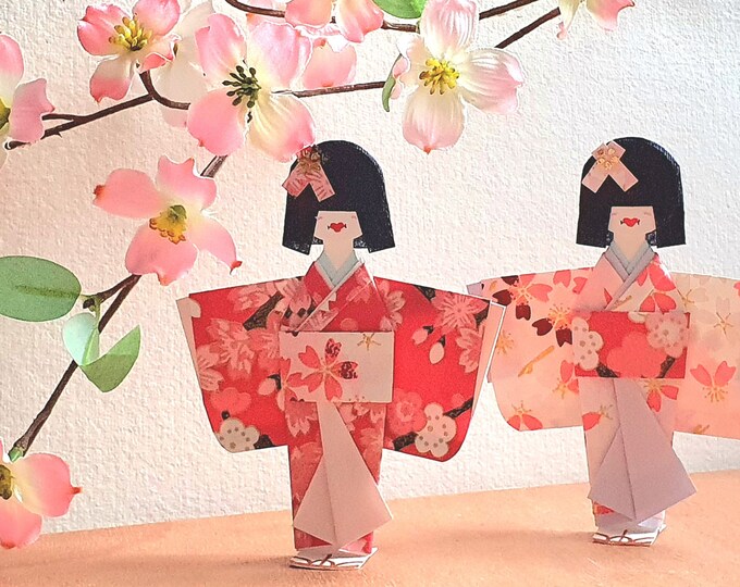 Washi Origami Paper Doll and Bookmark Japanese Craft Kimono Doll ...