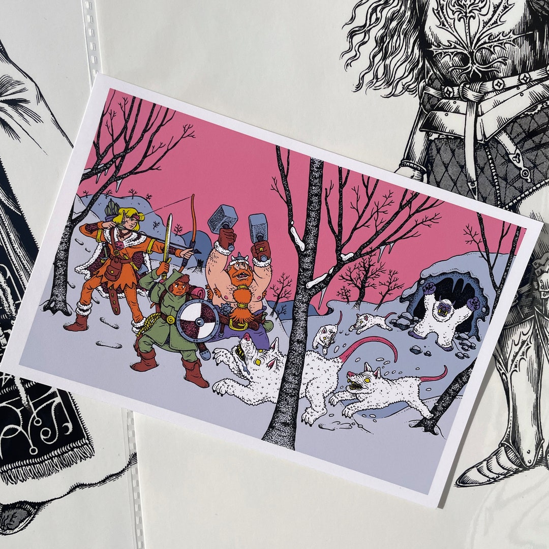 Yeti Fight Postcard - Etsy