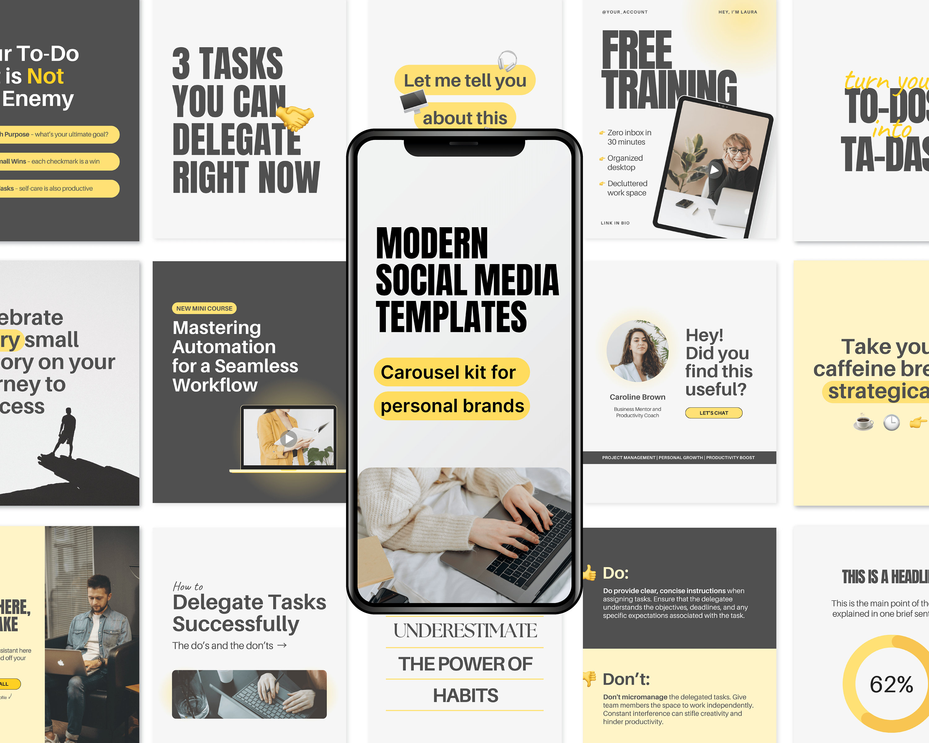 Personal Brand, Business Carousel Posts, Productivity Coach, VA, Expert ...