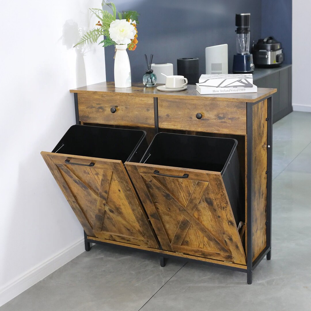 Double Tilt Out Trash Cabinet Kitchen, Waste Bin Holder 2 Drawers ...