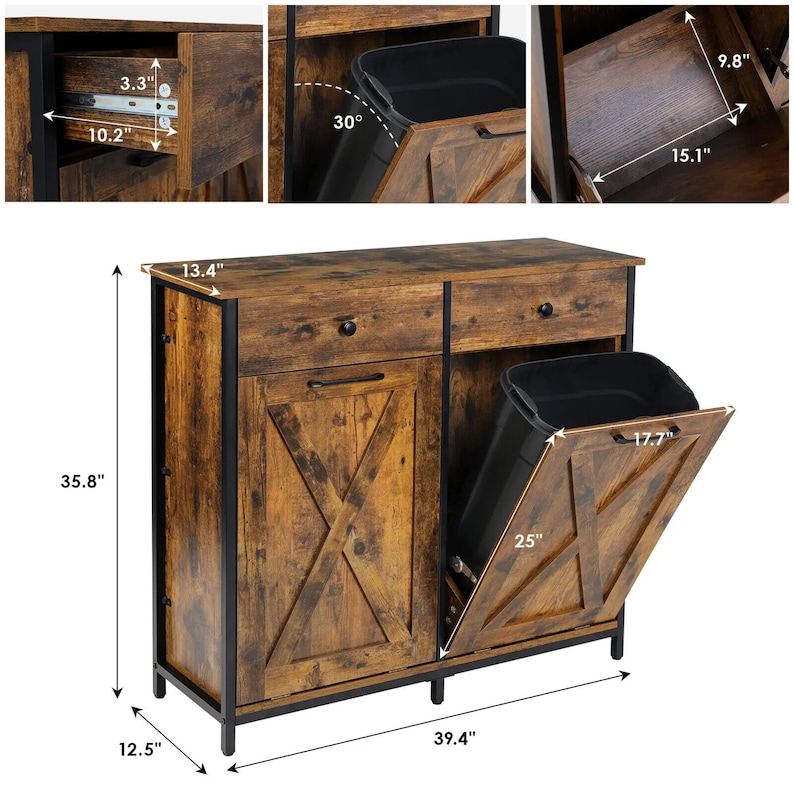 Double Tilt Out Trash Cabinet Kitchen, Waste Bin Holder 2 Drawers ...