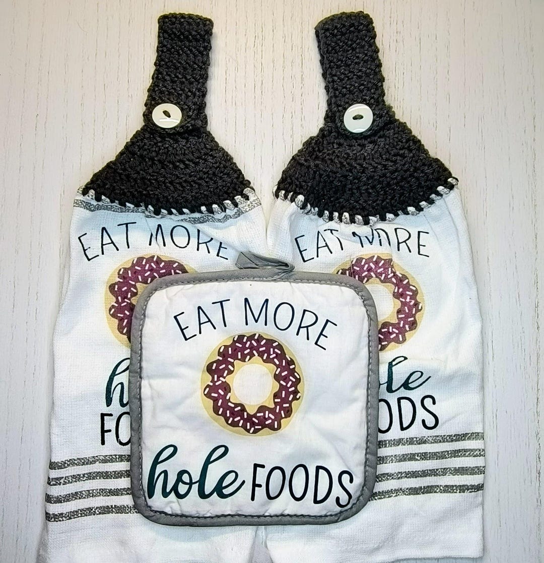 Sweet Kitchen Style: "eat More Hole Foods" Donut Dish Towel & Potholder ...