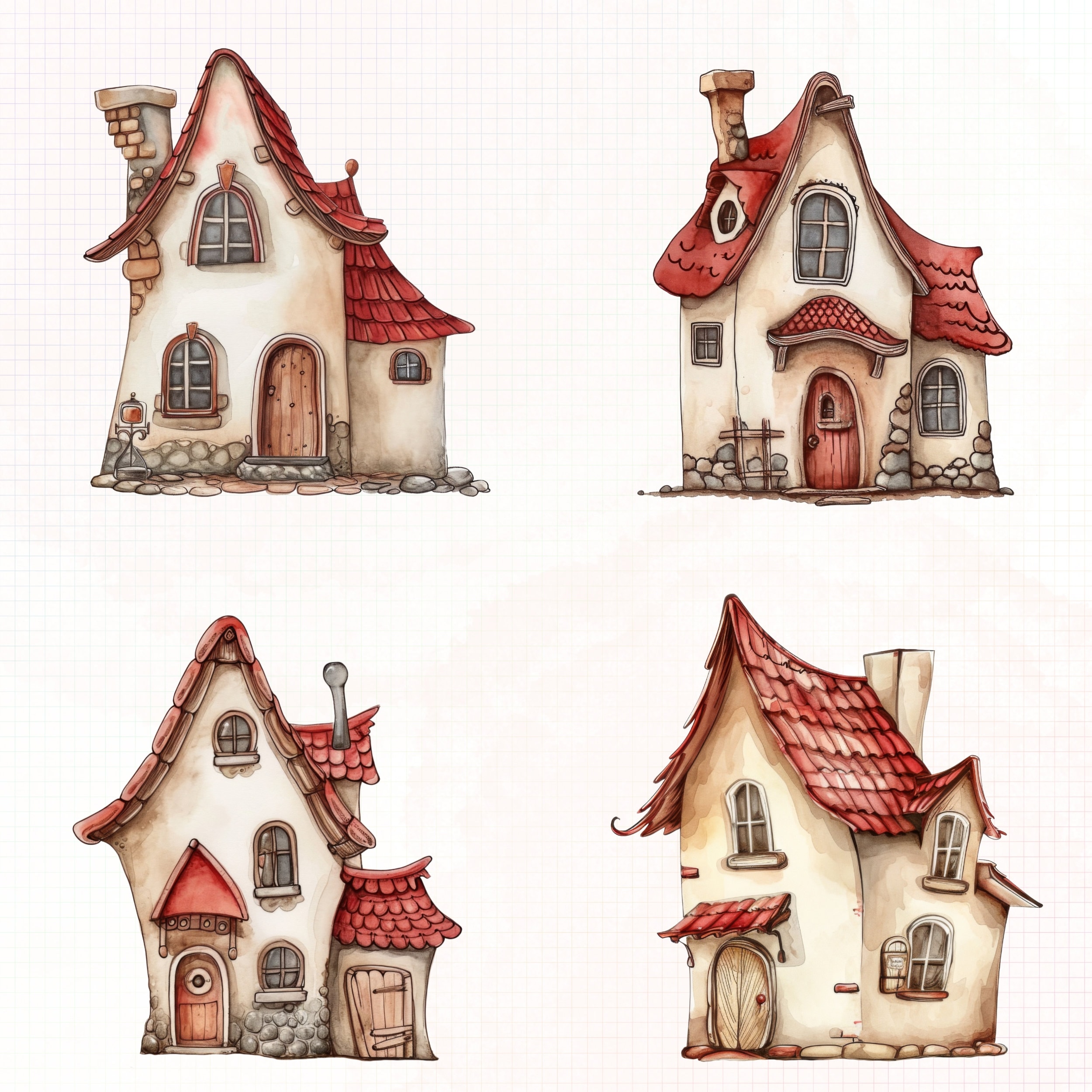 Quirky Houses Clipart, Whimsical House Png, House Png, House Watercolor ...