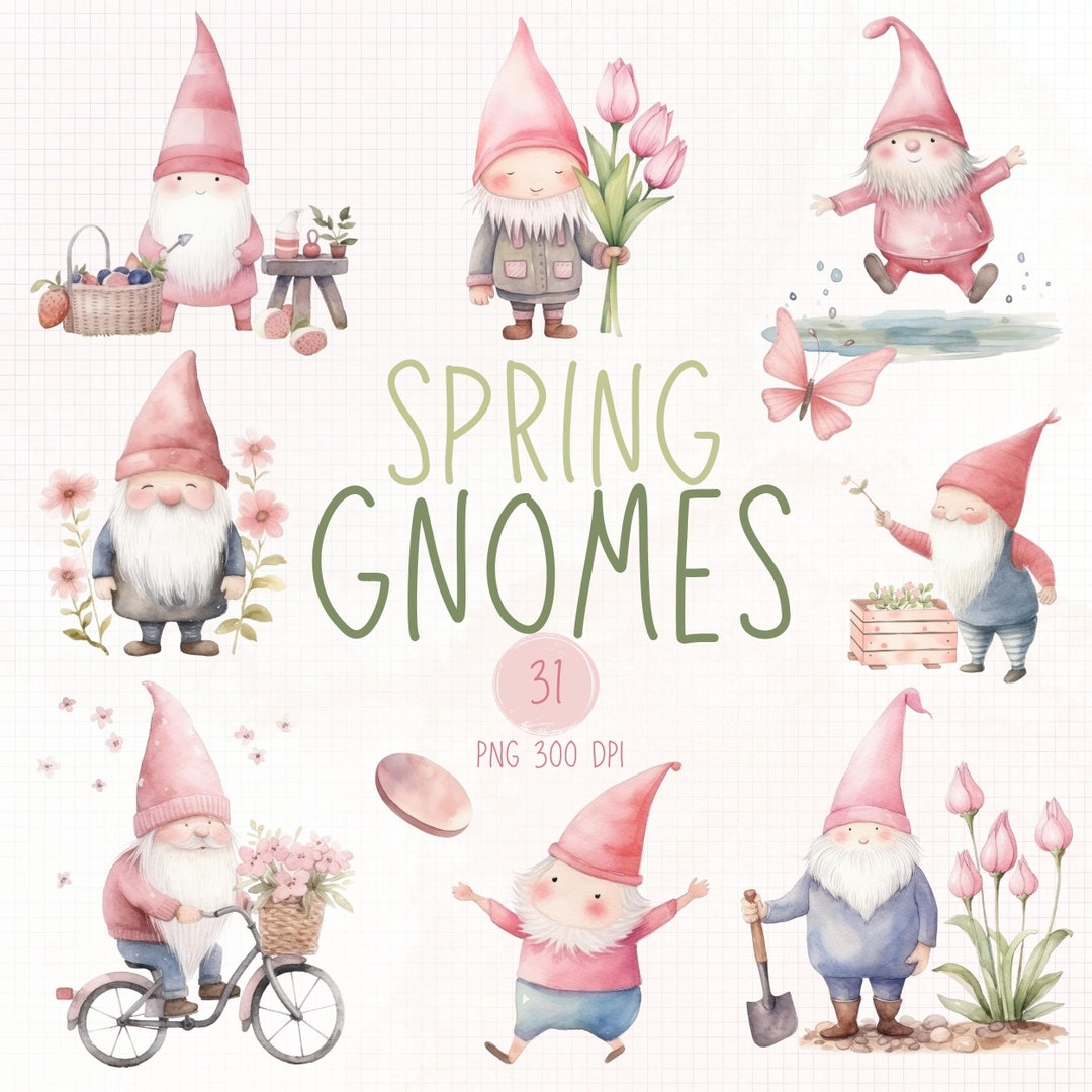 Watercolor Spring Gnomes PNG, Nursery Clipart (digital Download) - Etsy