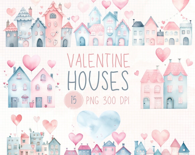 11 Whimsical Valentine House Clipart Valentine Homes Clip Art Cozy ...