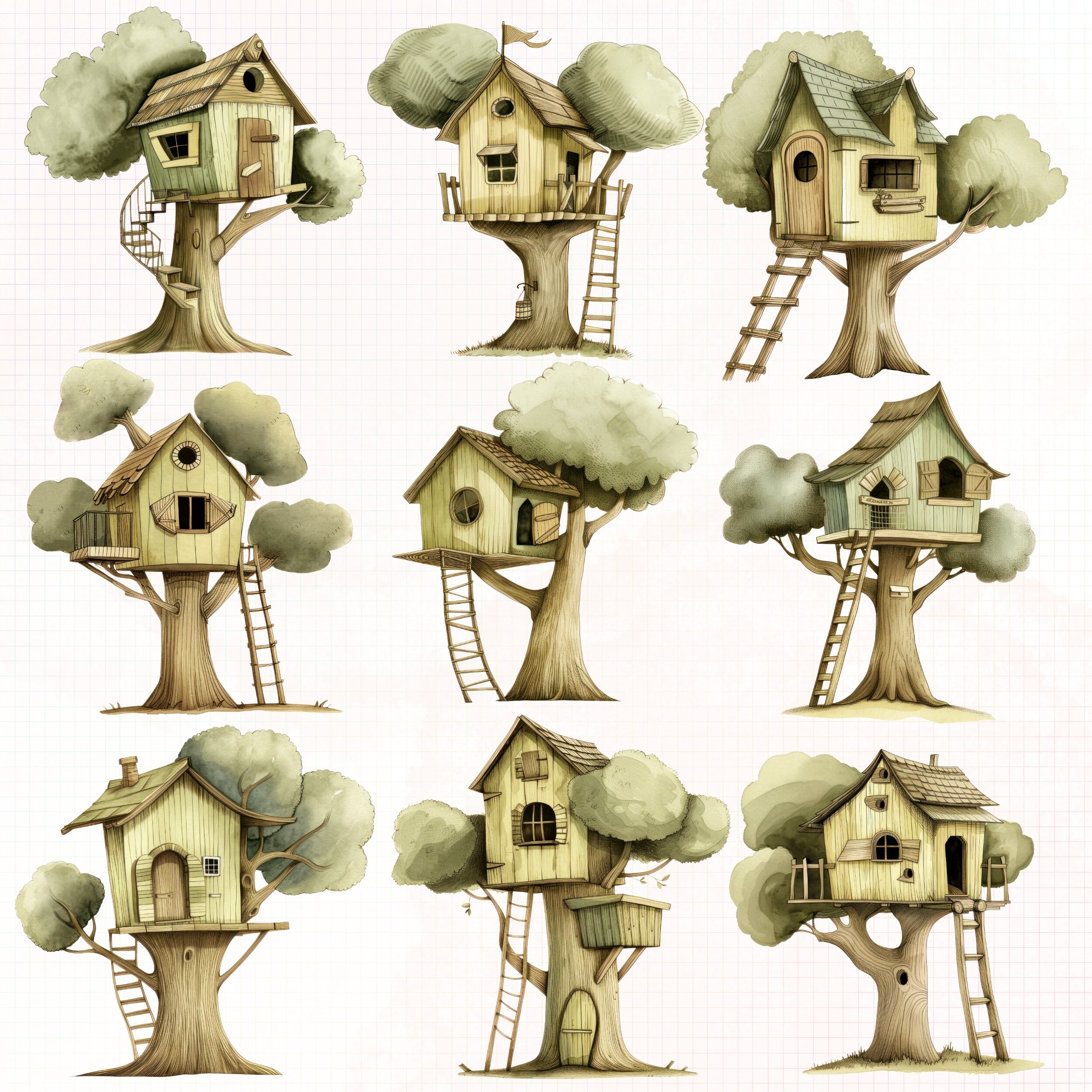 Watercolor Tree House Clipart, Tree House Png, House Clipart ...
