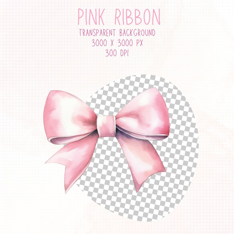 Watercolor Pink Bow Clipart, Pink Ribbon PNG, Pink Bow PNG, Watercolor ...