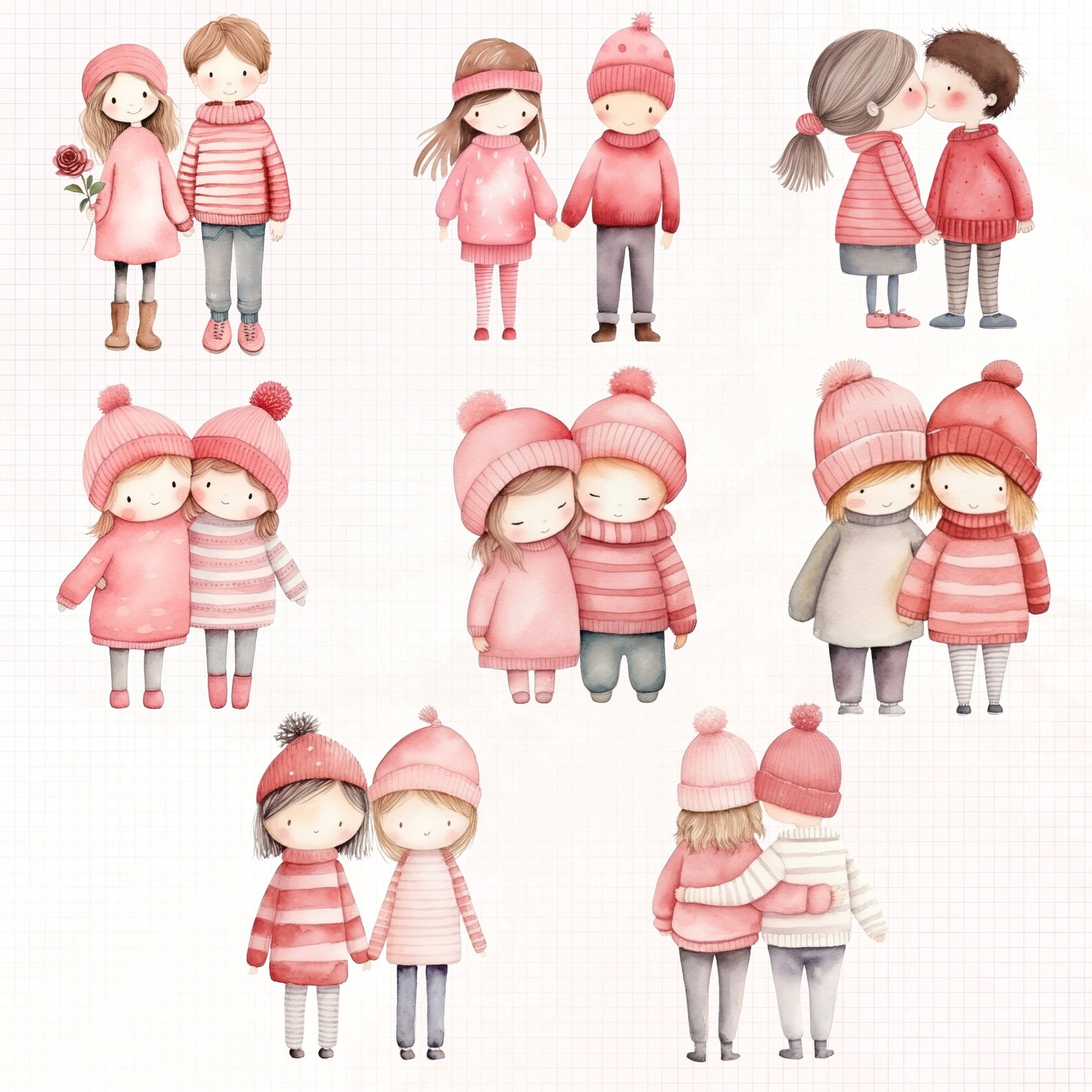 Valentine Kids Png Watercolor Couple Kids Png Valentine Png - Etsy