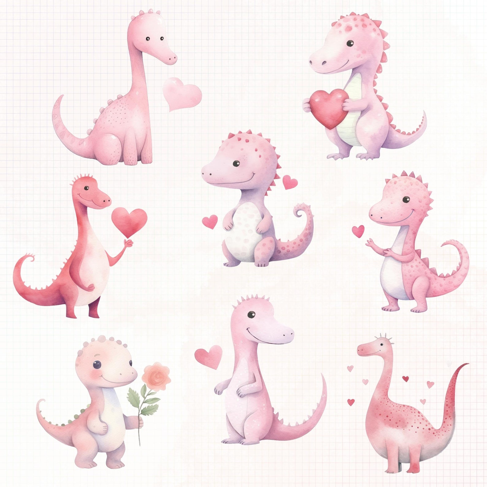 Dinosaur Valentine Png, Cute Dinosaurs Clipart, Watercolor Dinosaur ...