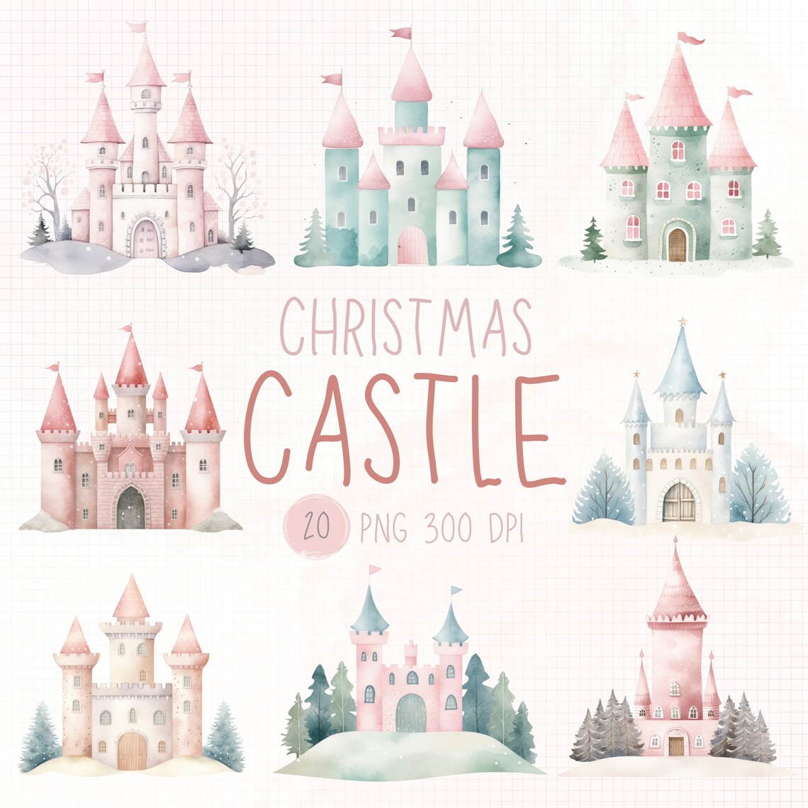 Christmas Castle Png, Watercolor Fairytale Castle Png, Castle Clipart ...