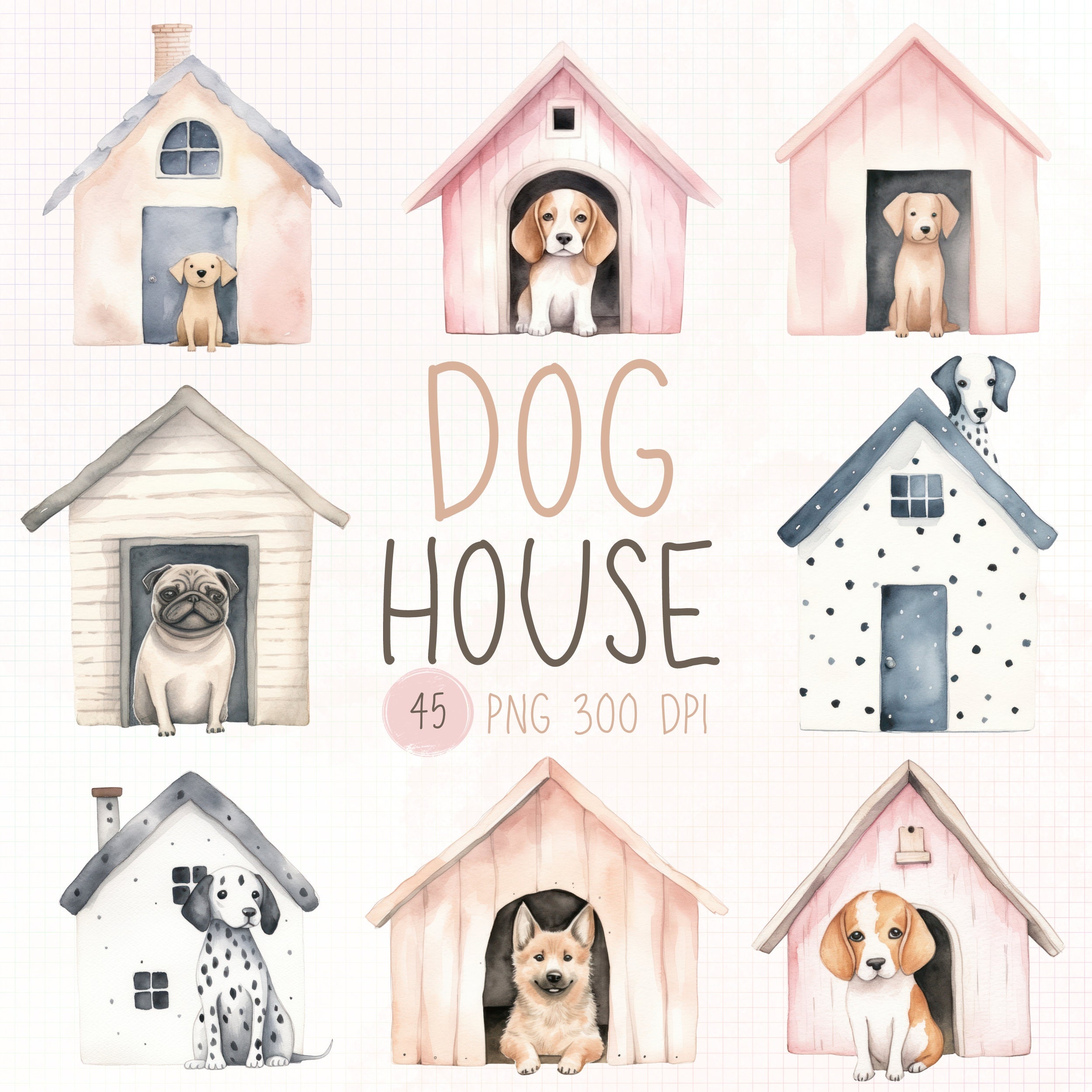 Dog House Watercolor Clipart, Dog House Png, Digital Clipart Dog House ...