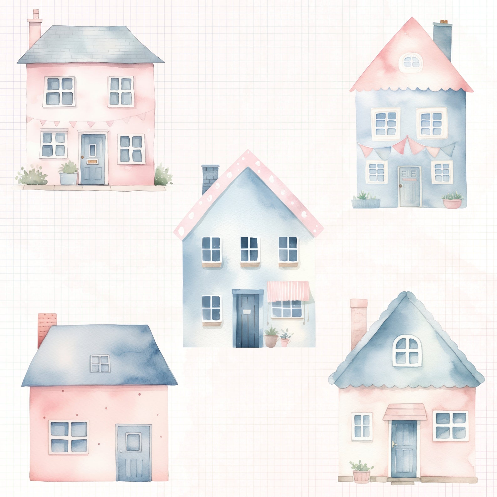 Watercolor House Clipart, Cute House Clip Art, Tiny House Png, Cottage ...