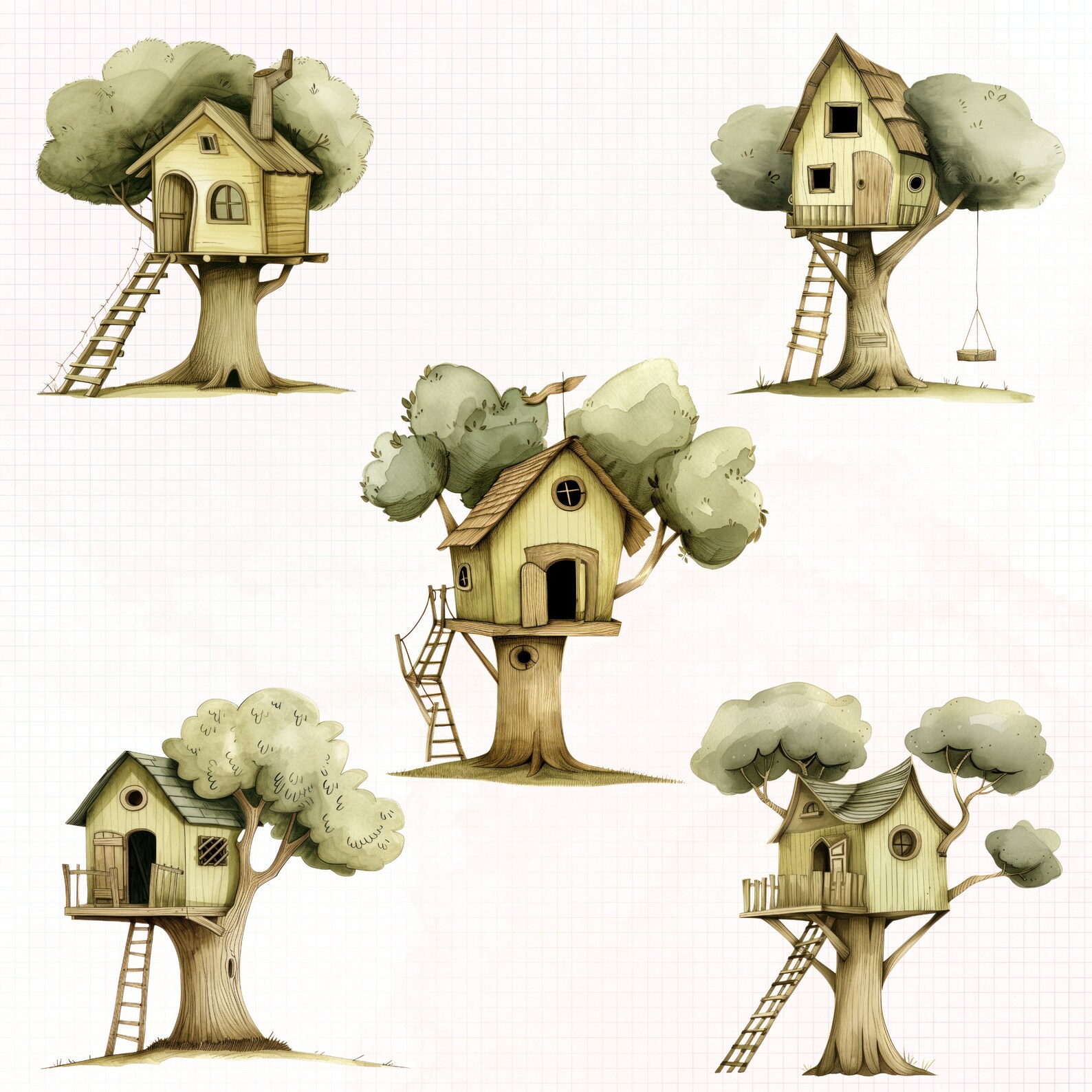 Watercolor Treehouse Clipart, Nursery Art PNG (digital Download) - Etsy
