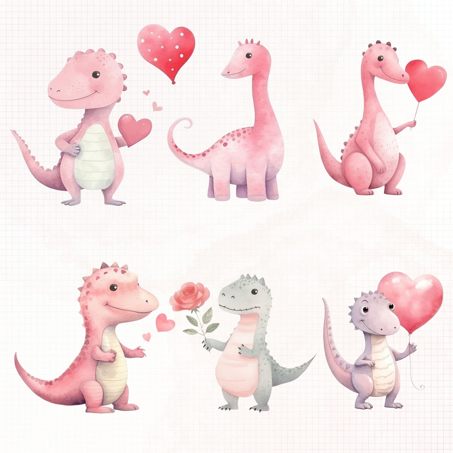 Dinosaur Valentine Png, Cute Dinosaurs Clipart, Watercolor Dinosaur ...