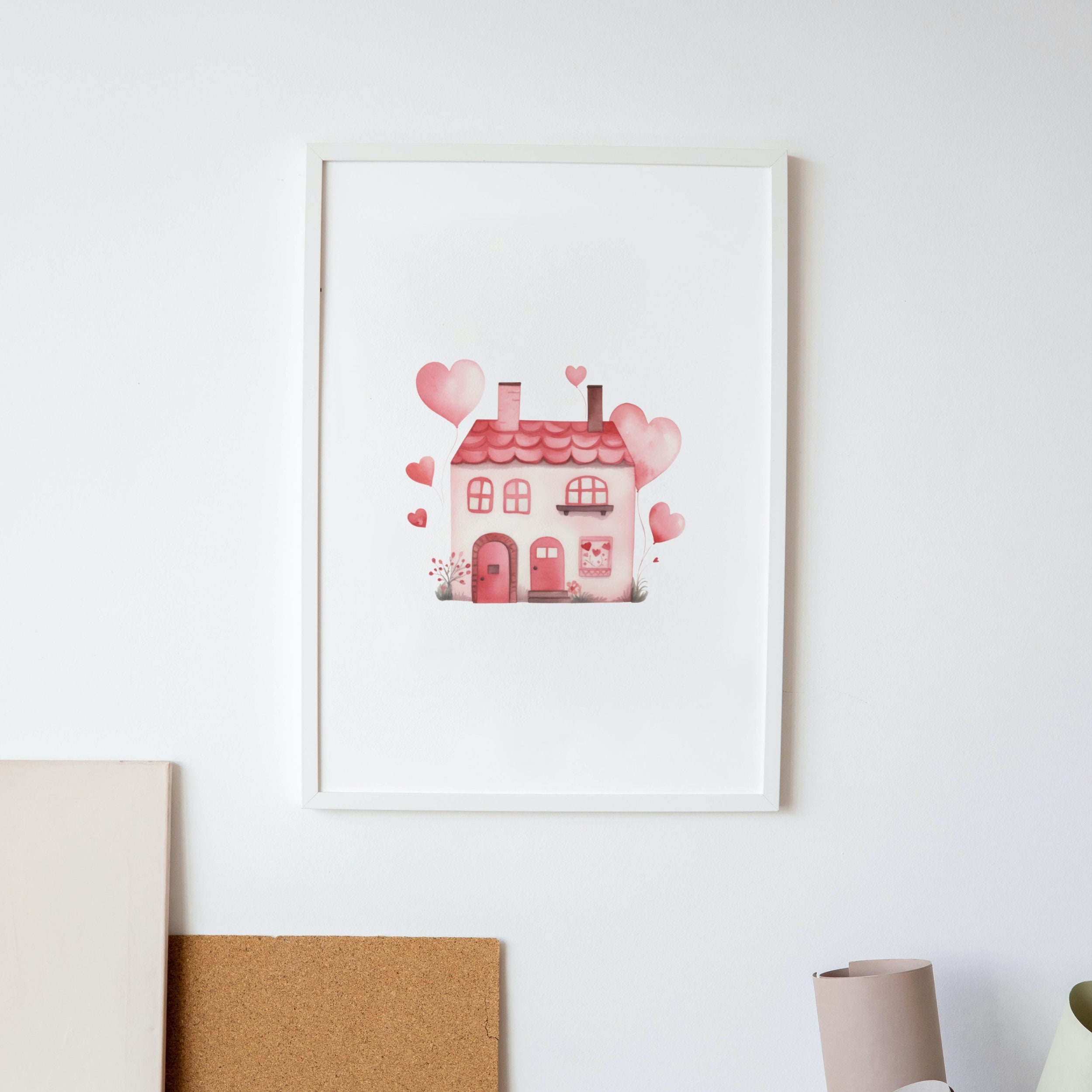 Watercolor Valentine House Clipart, Watercolor Valentine Cottage Png ...