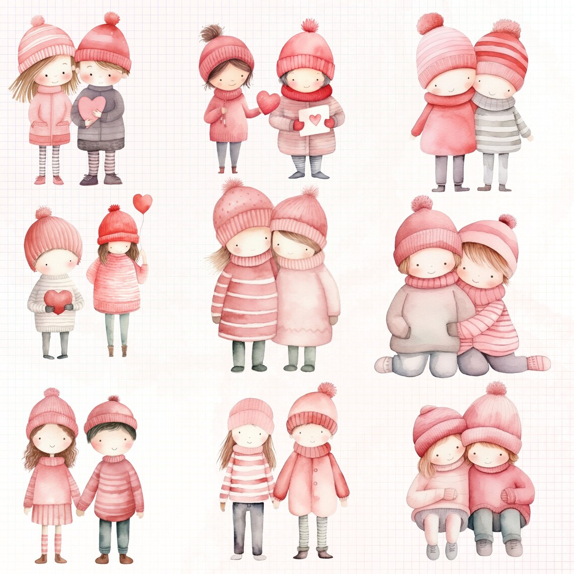 Valentine Kids Png Watercolor Couple Kids Png Valentine Png - Etsy