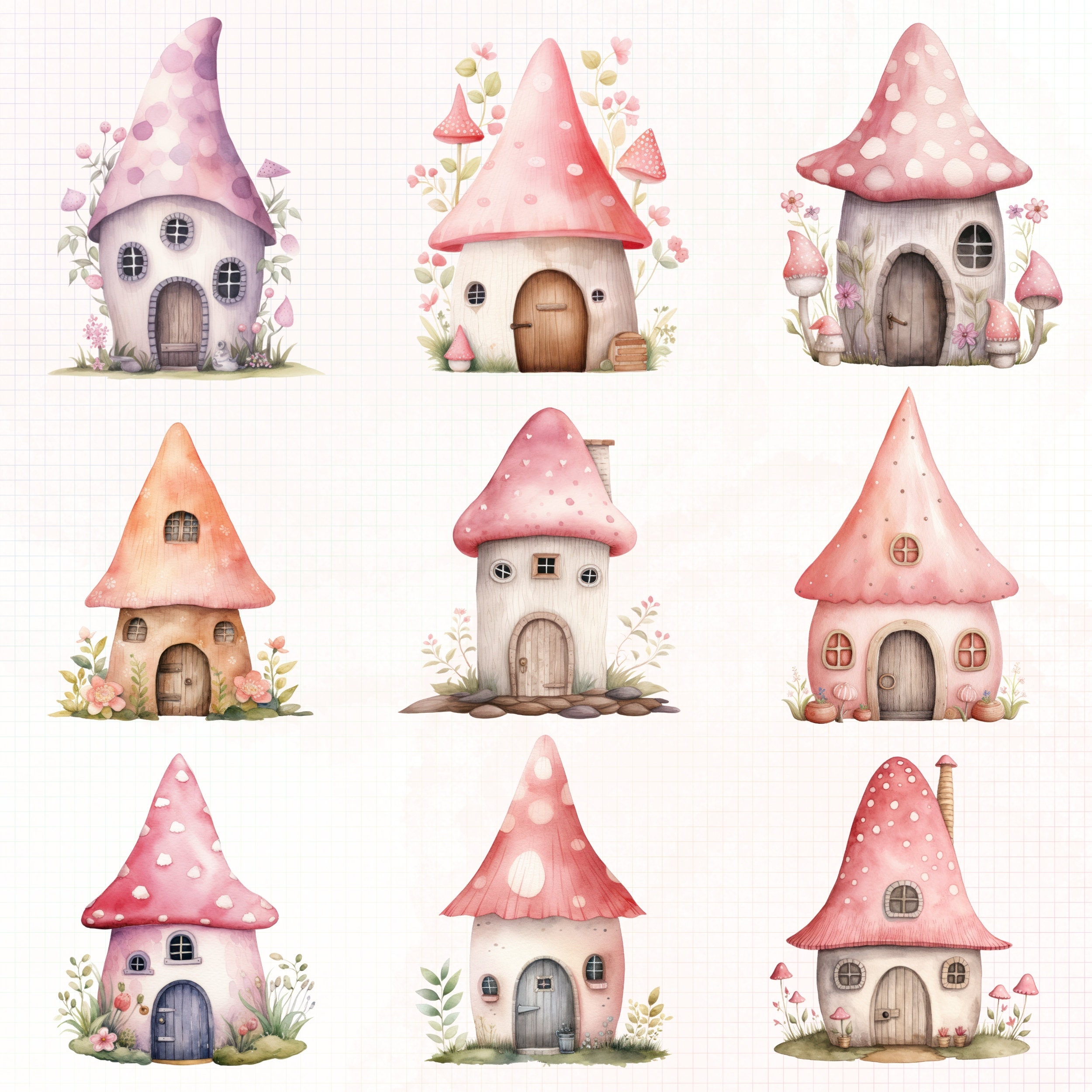 Watercolor Gnome House Png, Pink Fairy House Clipart, Fairy Garden ...