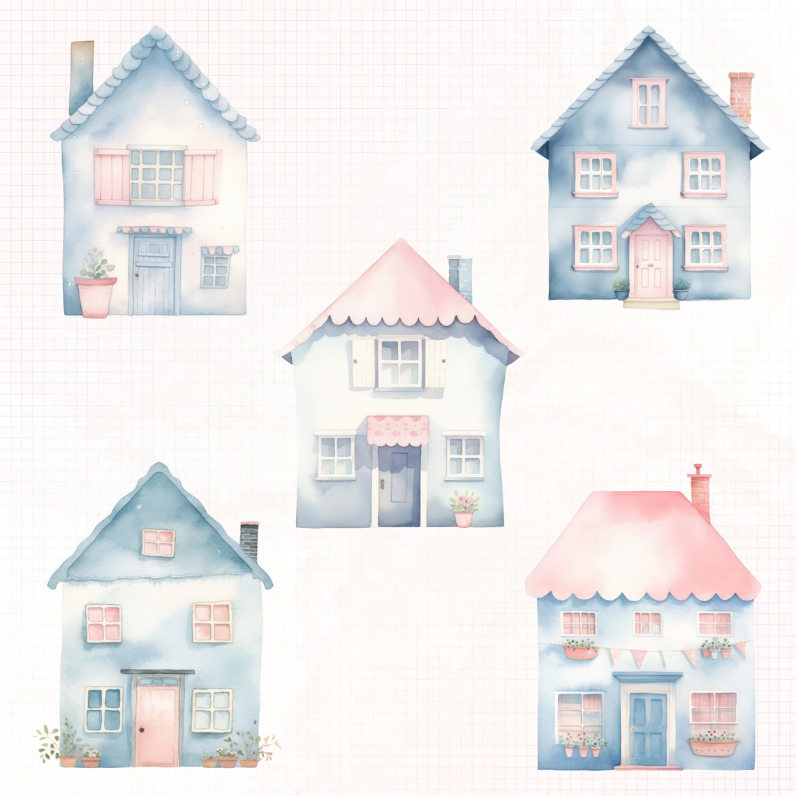 Watercolor House Clipart, Cute House Clip Art, Tiny House Png, Cottage ...