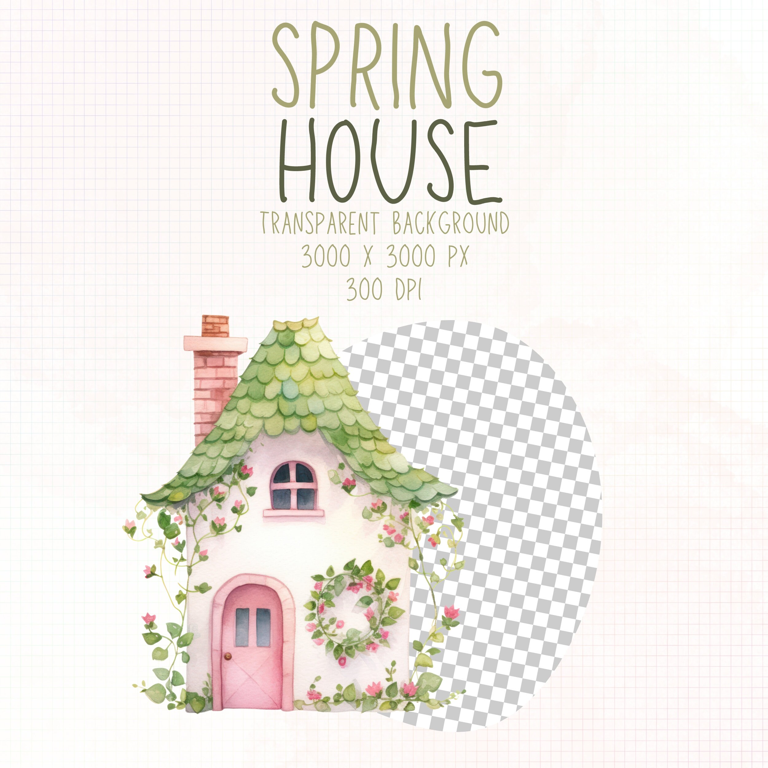 Watercolor Spring House Clipart, Hello Spring Png, Floral House ...