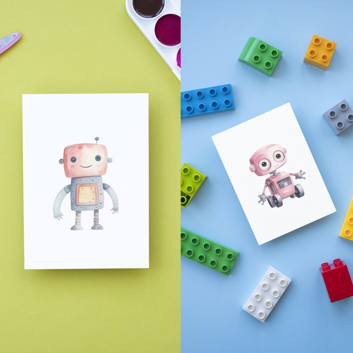 Pink Robot Watercolor Clipart, Cute Robots Bundle PNG, Mechanic ...