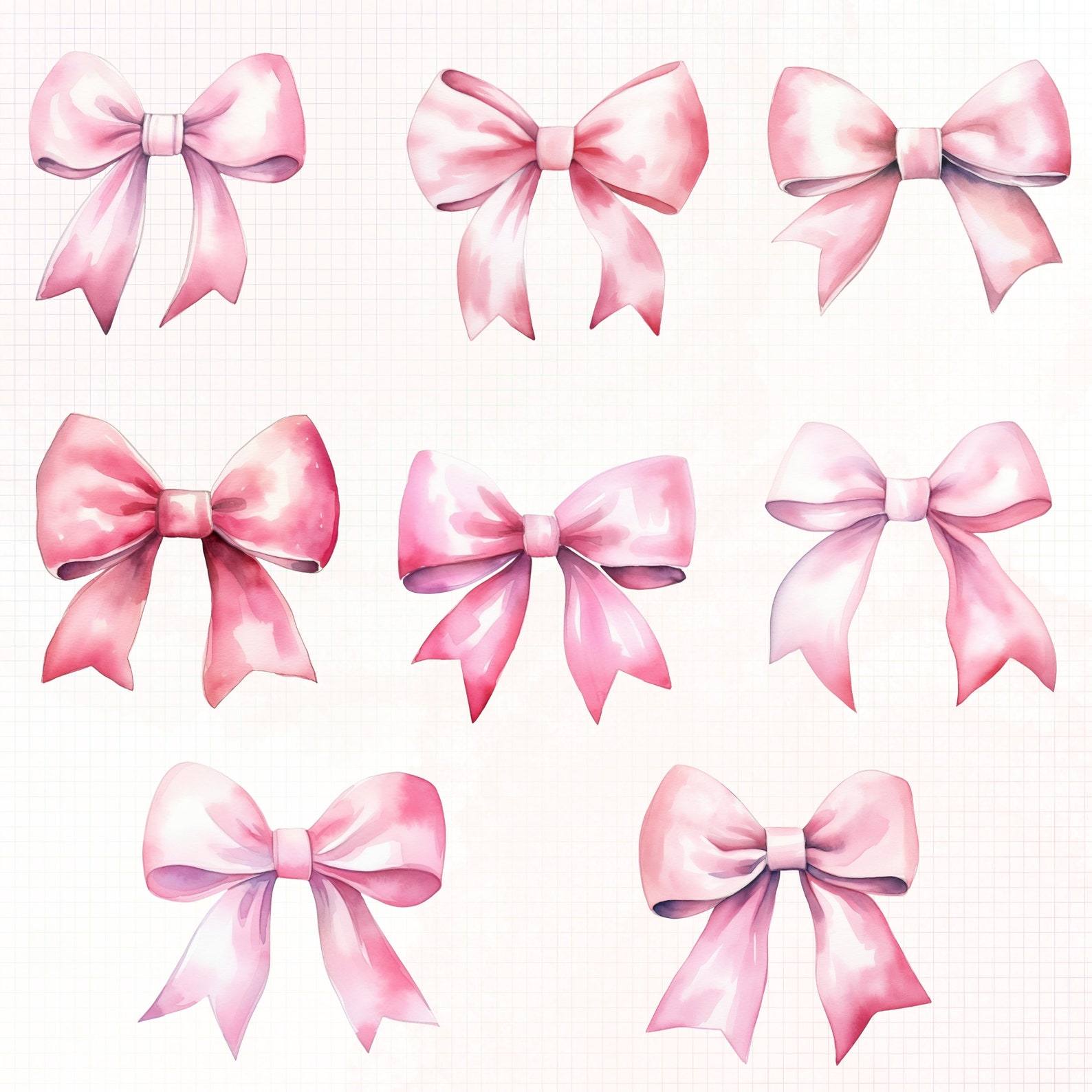 Watercolor Pink Bow Clipart, Pink Ribbon PNG, Pink Bow PNG, Watercolor ...