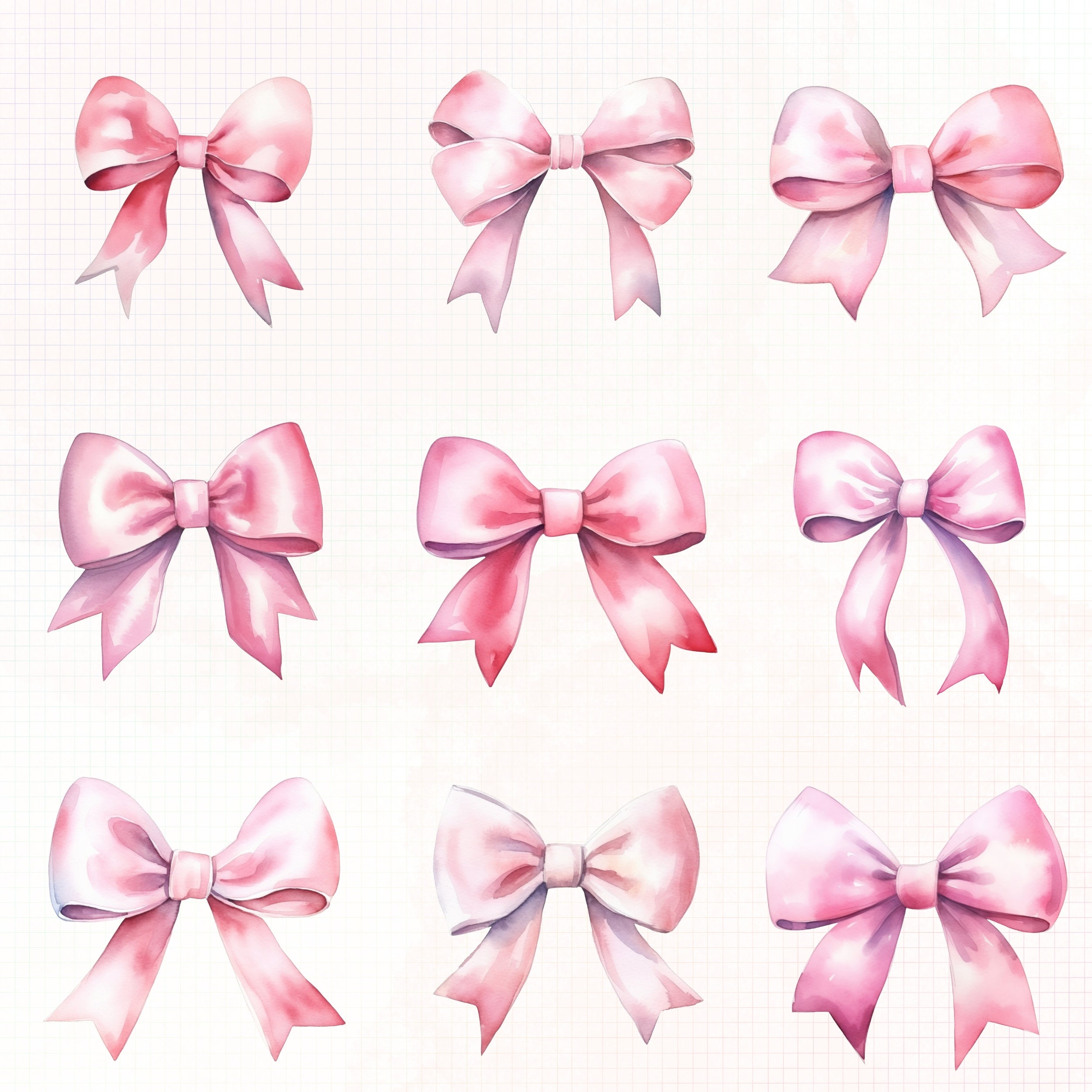 Watercolor Pink Bow Clipart, Pink Ribbon PNG, Pink Bow PNG, Watercolor ...