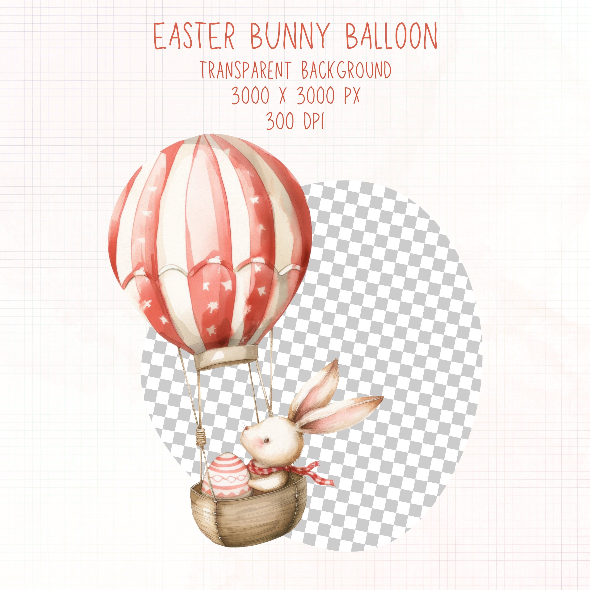 Easter Bunny Balloon, Watercolor Easter Hot Air Balloon, Easter Bunny ...