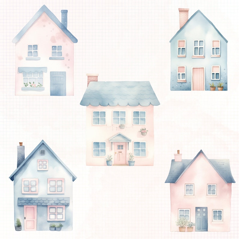 Watercolor House Clipart, Cute House Clip Art, Tiny House Png, Cottage ...