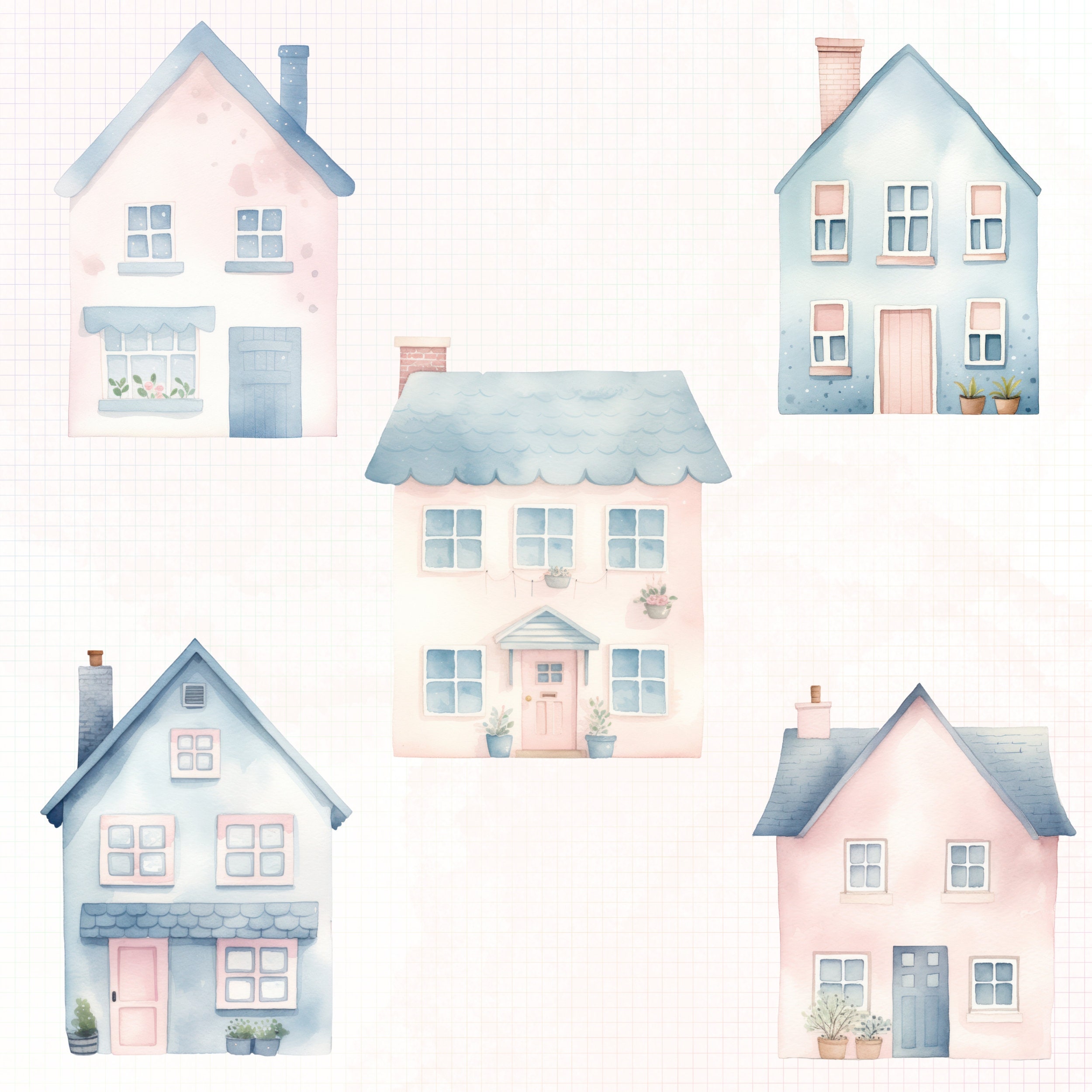 Watercolor House Clipart, Cute House Clip Art, Tiny House Png, Cottage ...