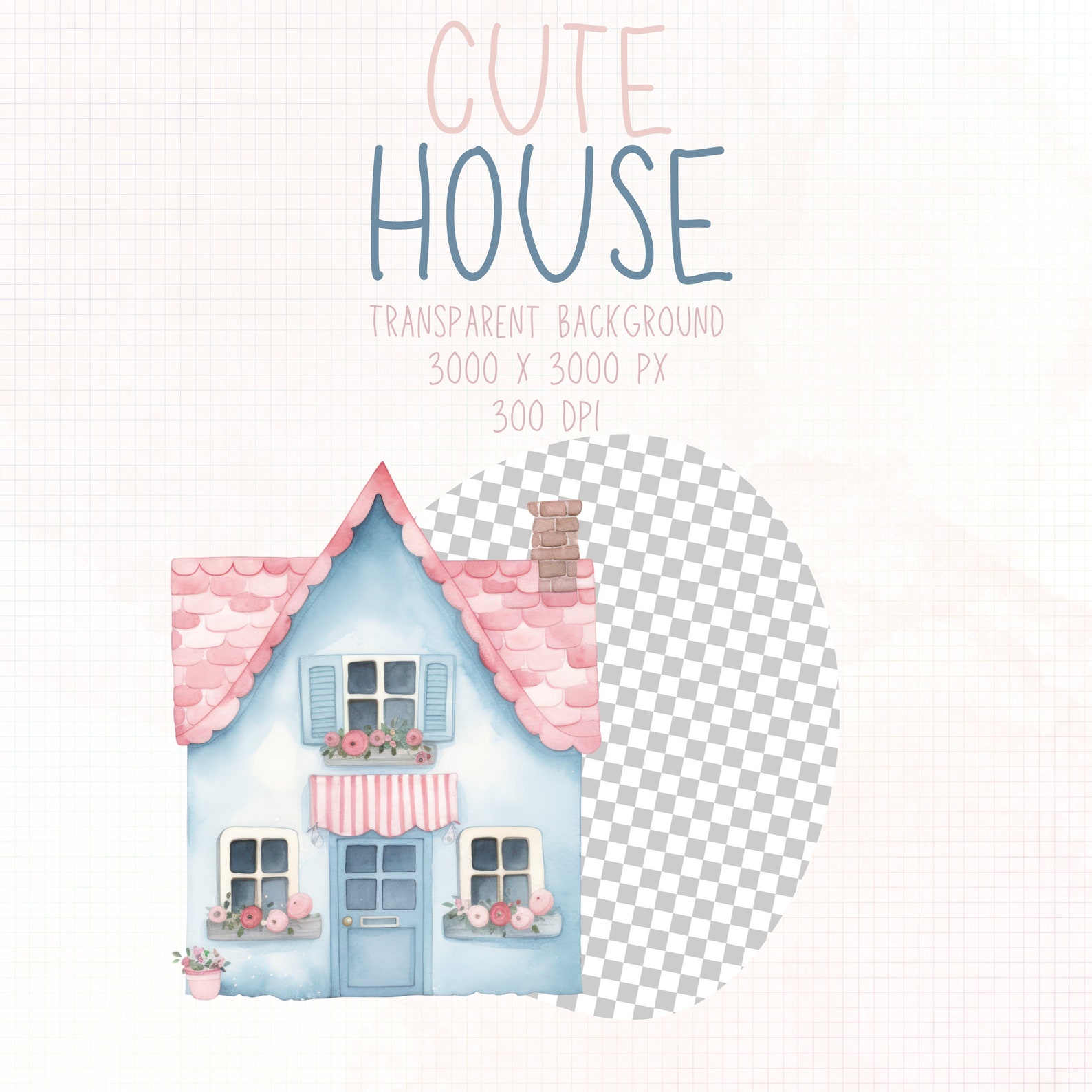 Watercolor House Clipart, Cute House Clip Art, Tiny House Png, Cottage ...