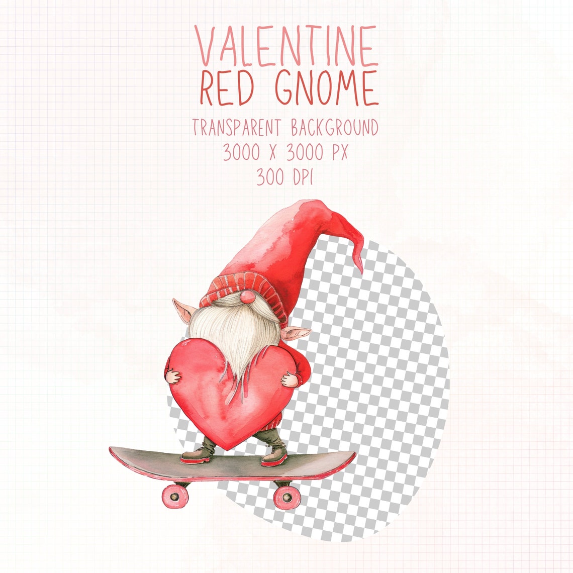 Valentine's Day Gnomes Clipart, Watercolor Gnome Clipart, Red Gnomes ...