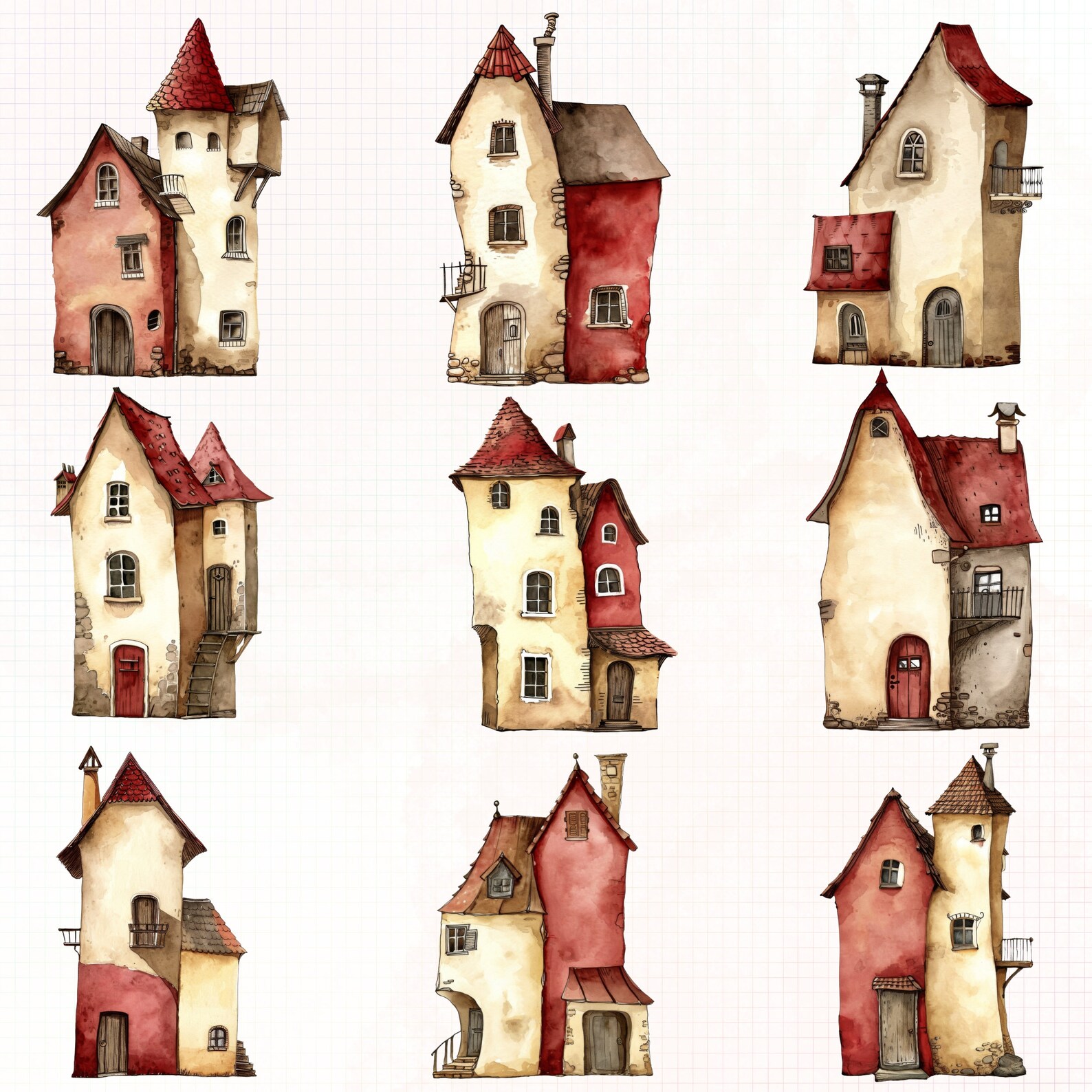Quirky Houses Clipart, Whimsical House Png, House Png, House Watercolor ...