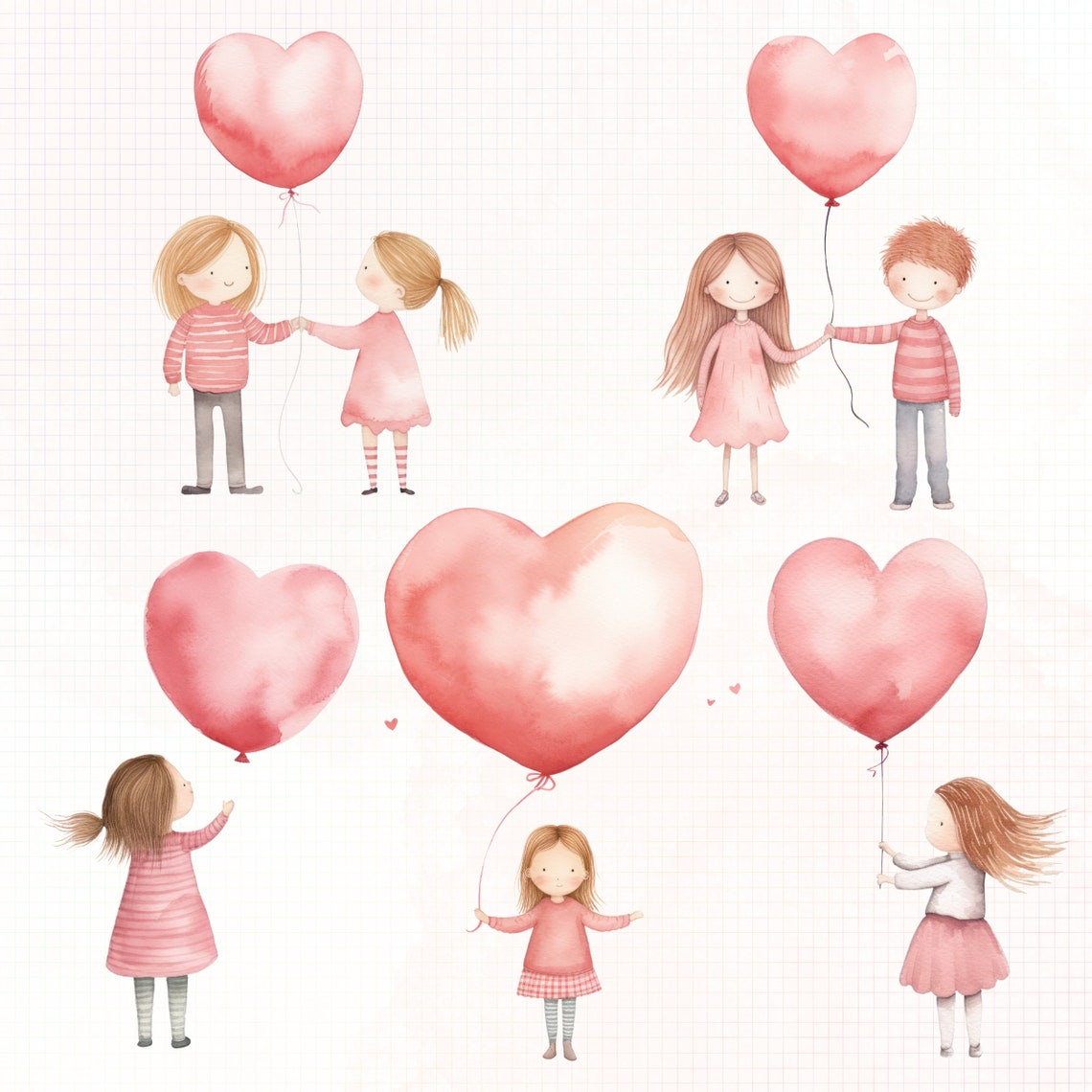 Valentine Kids Png Watercolor Couple Kids Png Valentine Png - Etsy