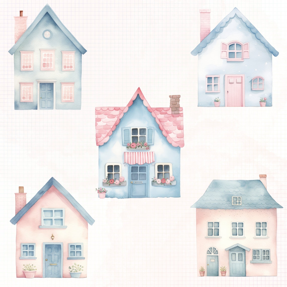 Watercolor House Clipart, Cute House Clip Art, Tiny House Png, Cottage ...
