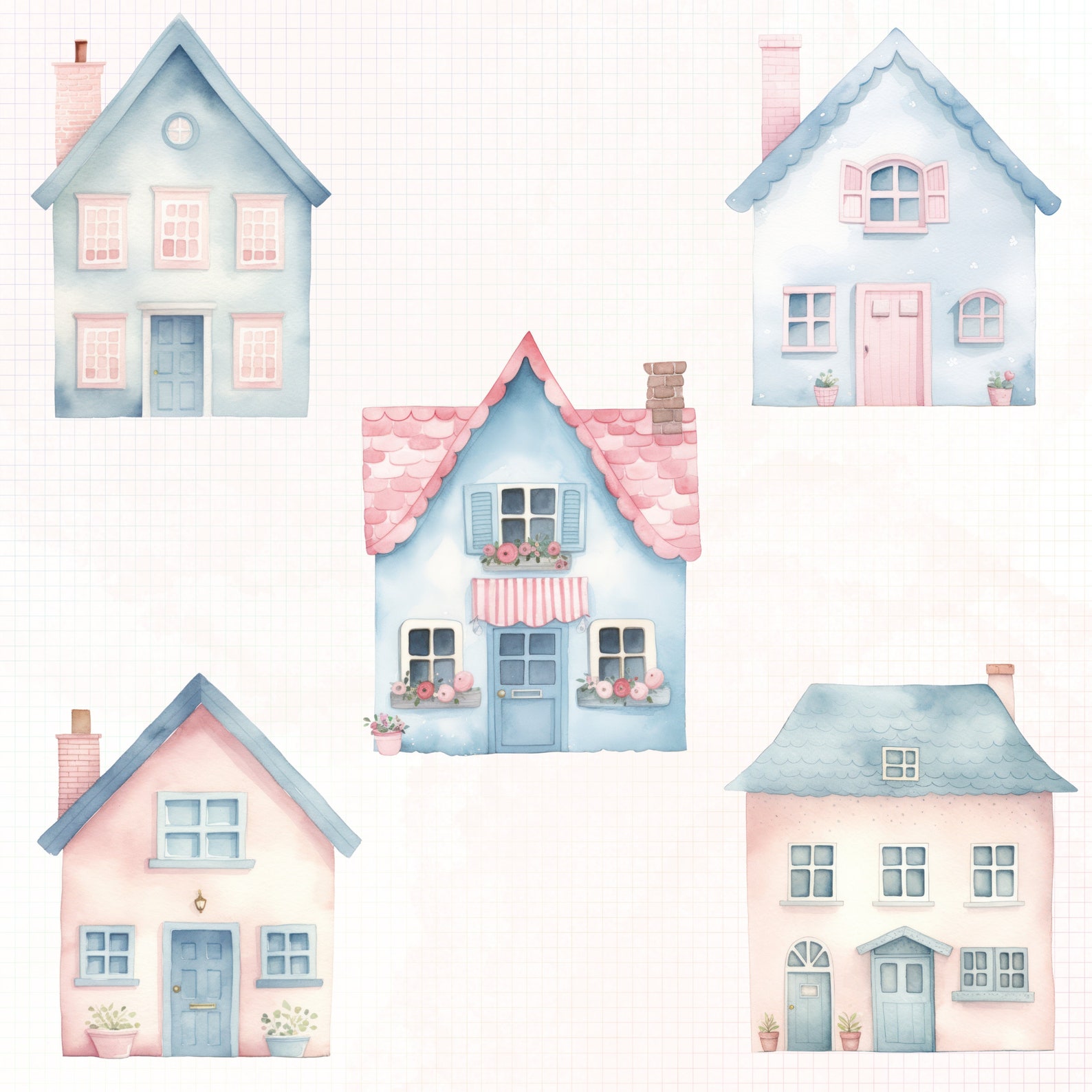 Watercolor House Clipart, Cute House Clip Art, Tiny House Png, Cottage ...