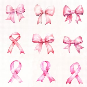 Watercolor Pink Bow Clipart, Pink Ribbon PNG, Pink Bow PNG, Watercolor ...