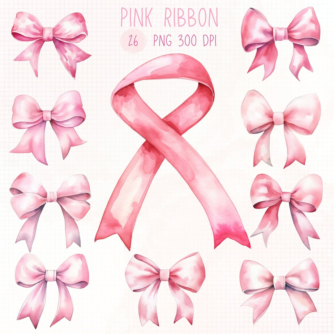Watercolor Pink Bow Clipart, Pink Ribbon PNG, Pink Bow PNG, Watercolor ...