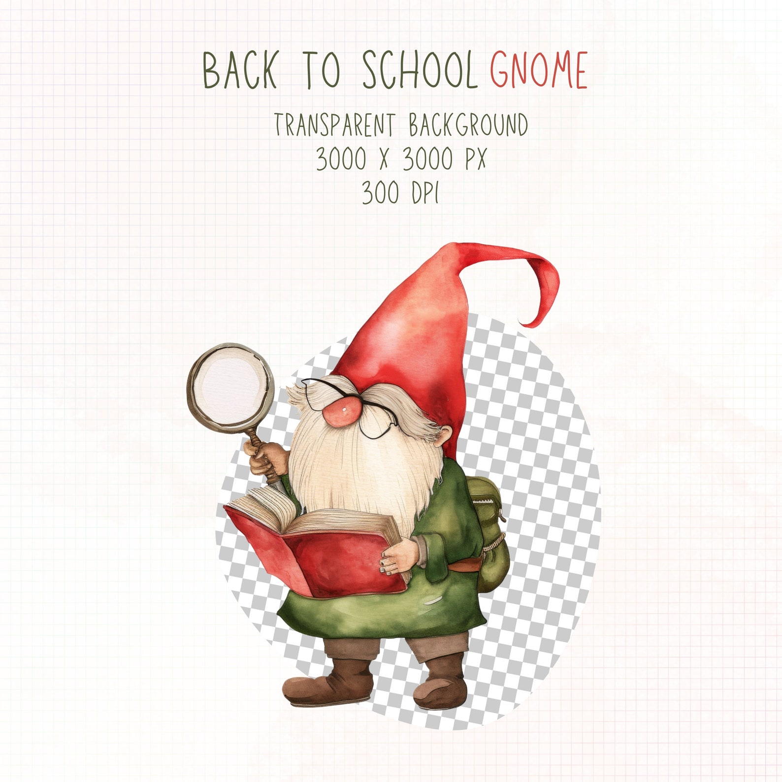 Back to School Gnome Clipart. Teacher Gnome Watercolor Clipart, First ...